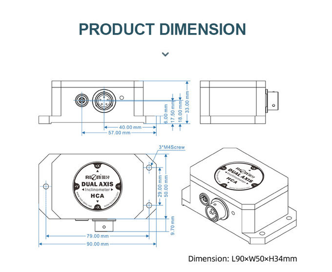 Waterproof Dual Axis Tilt Sensor Inclinometer Analog Voltage Signal Waterproof Dual Axis Tilt Sensor Inclinometer Analog Voltage Signal