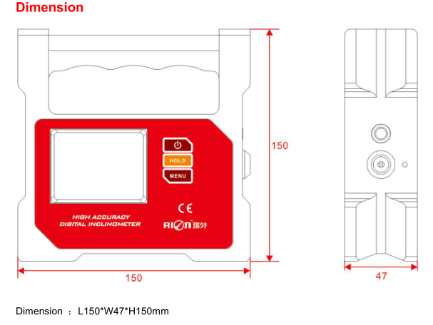 Dual Axis Magnetic Digital Inclinometer LCD Screen Radian Measurement
