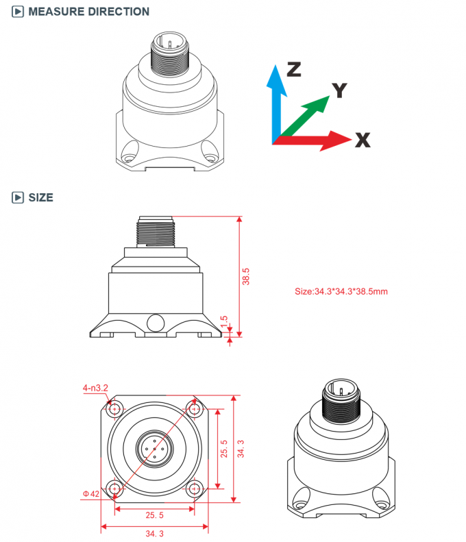 3 Axis 12V MEMS Vibration Detection Sensor