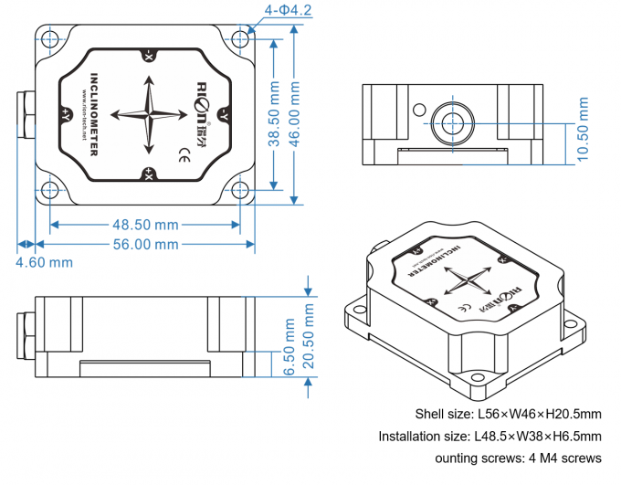 Electricity Tower Tilt Angle Sensor Single Dual Axis Modbus Rtu Protocol
