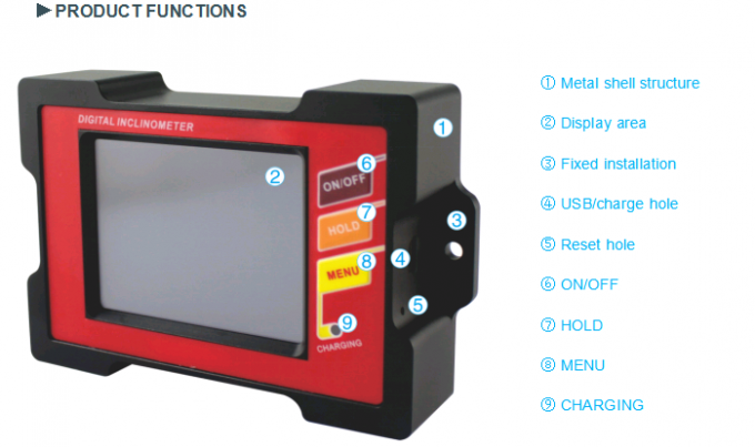 Touch Screen Dual Axis Digital Inclinometer , Accurate Measuring ...