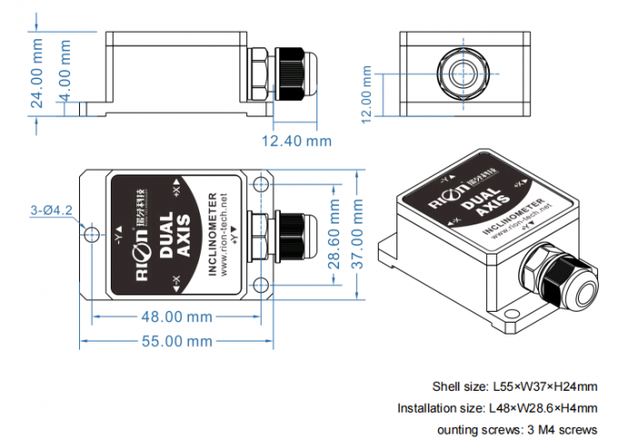 Mini Single / Dual Axis Inclinometer Digital Angle Senosr Rs232 Rs485 Ttl Modbus Tiltmeter