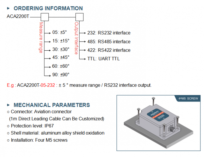 ACA2200T ANALOG SERVO INCLINOMETER WITH ULTRA-HIGH ACCURACY AND STRONG ...