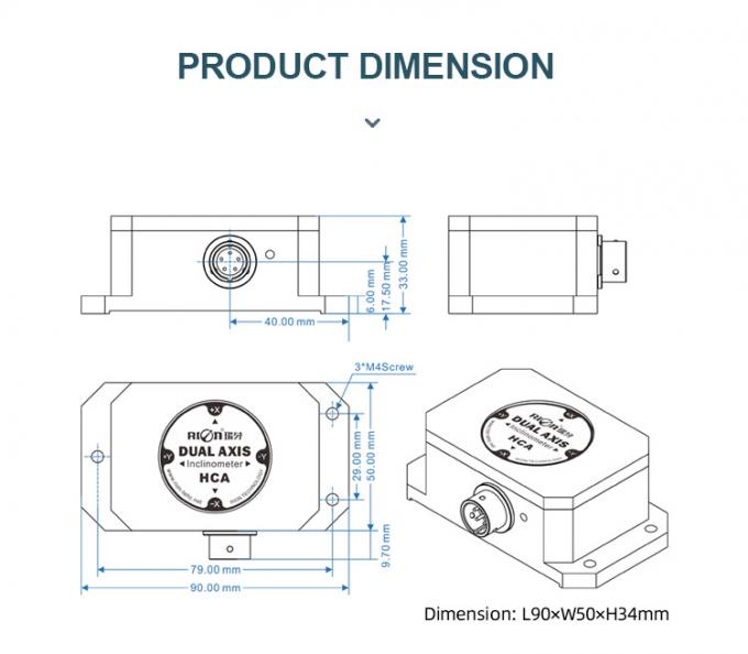 Metal Housing High Accuracy MEMS Inclinometer 0-10V output Slope meter ...